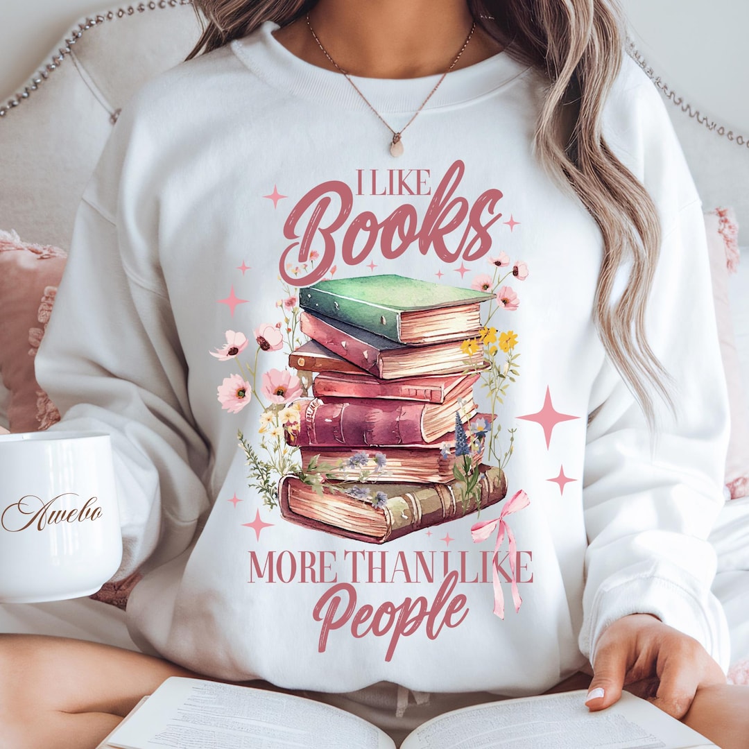 I Like Books More Than People Png, Coquette PNG, Bookish PNG, Book ...