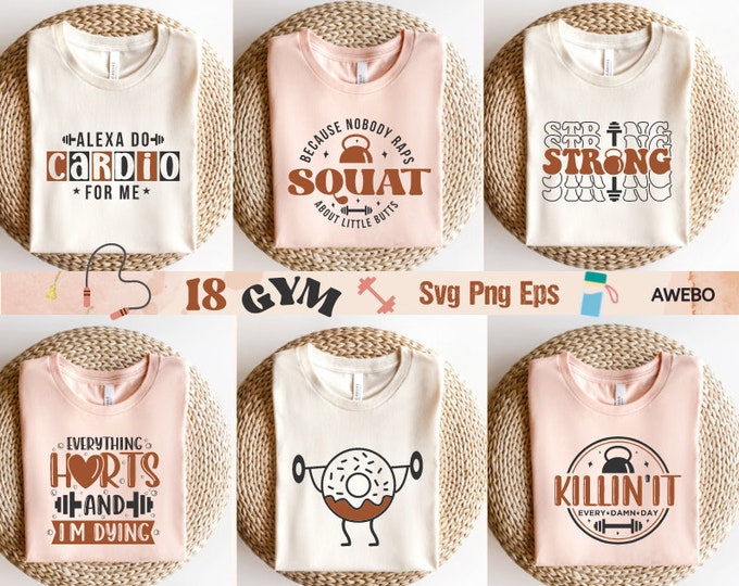 PNG Gym Fitness Design Bundle, for Sublimation, DTG, DTF, Transfer ...