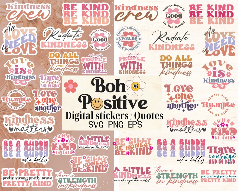 Positive Affirmations Svg Png Bundle Digital Stickers - Etsy