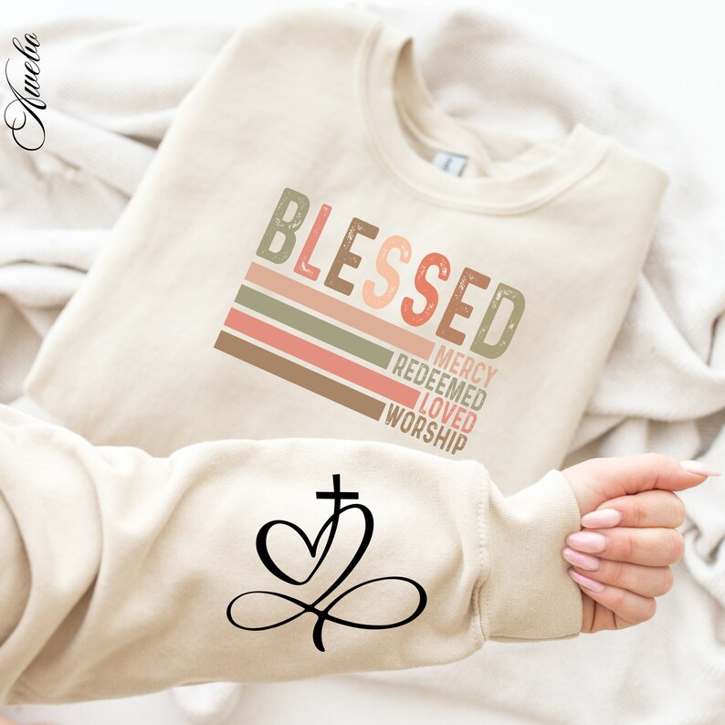 Retro Blessed Redeemed Quotes Png Eps, Elegant Boho Christian Quote Png ...