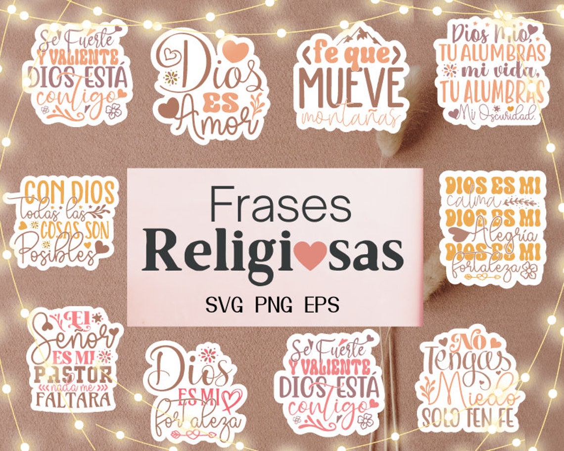10 Frases Bíblicas religiosas svg Spanish svg Stickers - Etsy México