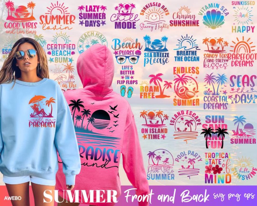 21 Retro Summer Svg Png Bundle, Trendy Summer Svg, Front and Back Svg ...
