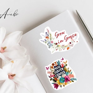 21 Floral Christian Digital Stickers Png Bundle, Religious Printable ...