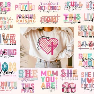 40 Colorful Christian Mama Svg Png Bundle, Mom Life Svg, Mom Bible ...