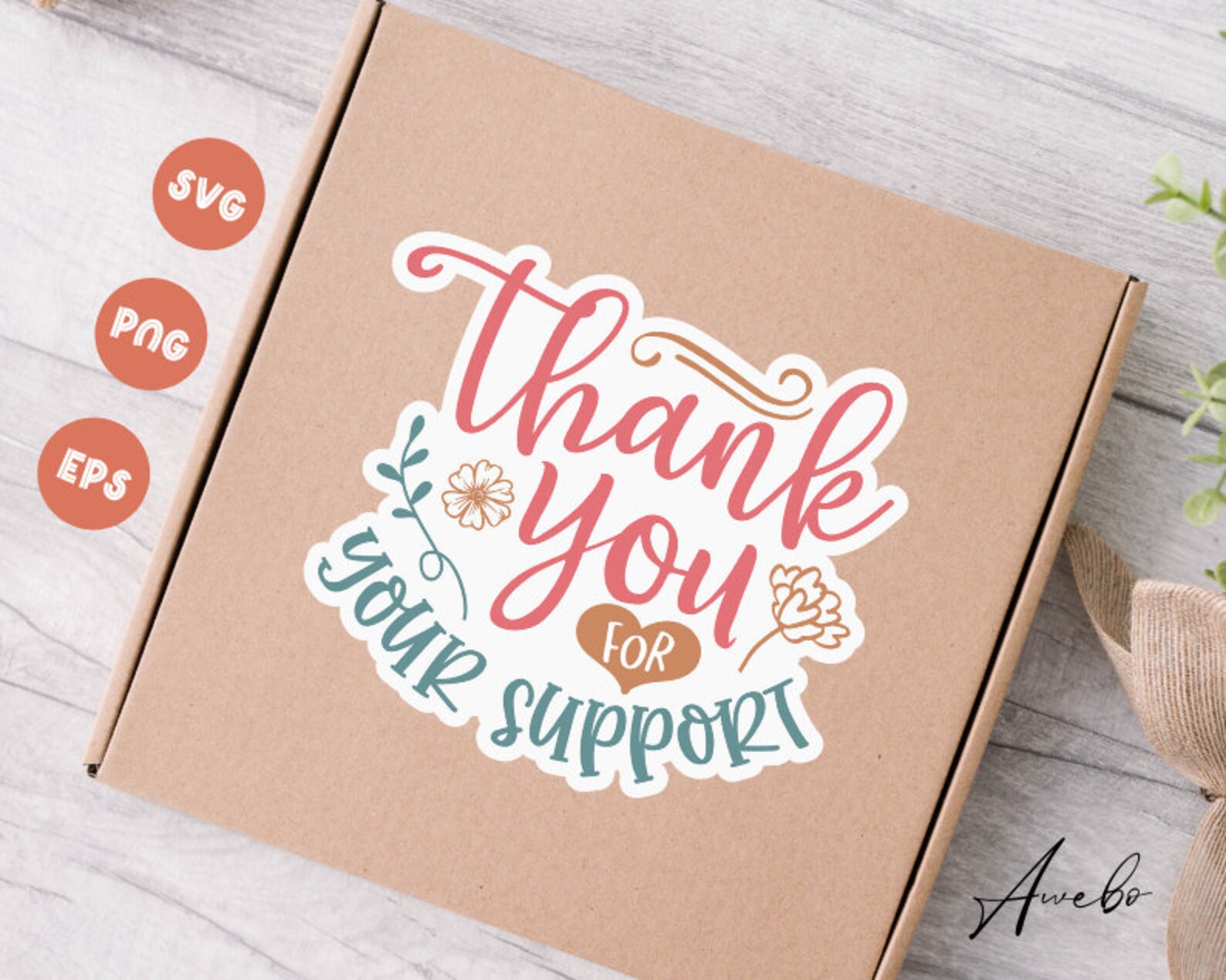 30 Boho Thank You Stickers SVG PNG Bundle Digital Thank You Printable ...