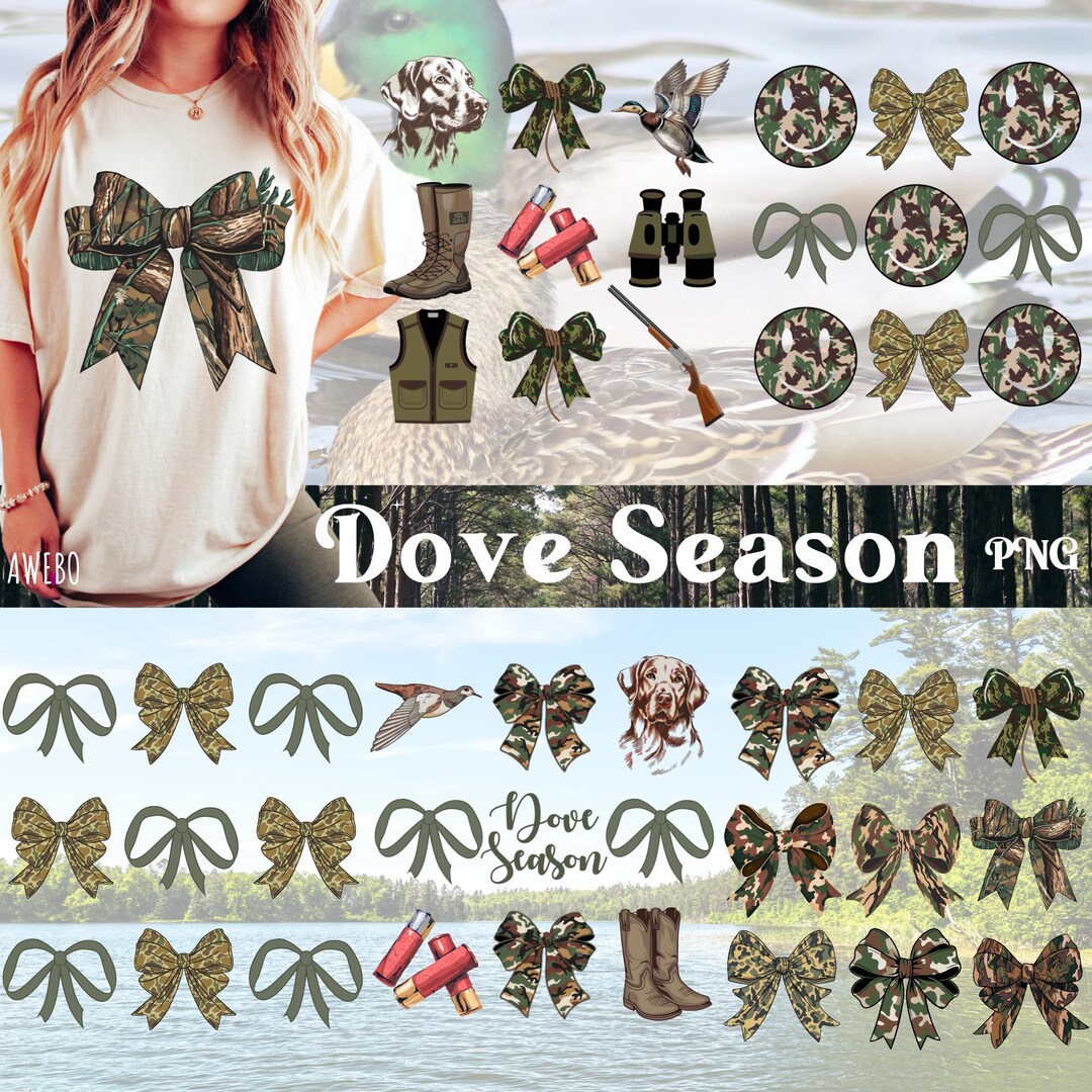 Dove Season Camo Bows PNG Bundle Preppy Duck Season Camo Bows Png ...