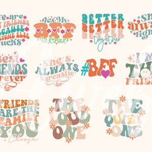 Retro Friendship Svg Png Bundle, Groovy Friends Svg, Best Friends Svg ...