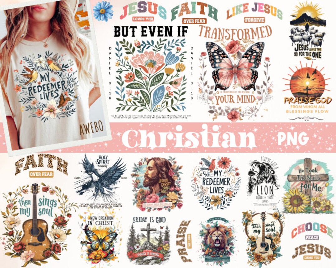 22 Christian Png Bundle, Floral Christian Png, Sublimation Designs Png ...