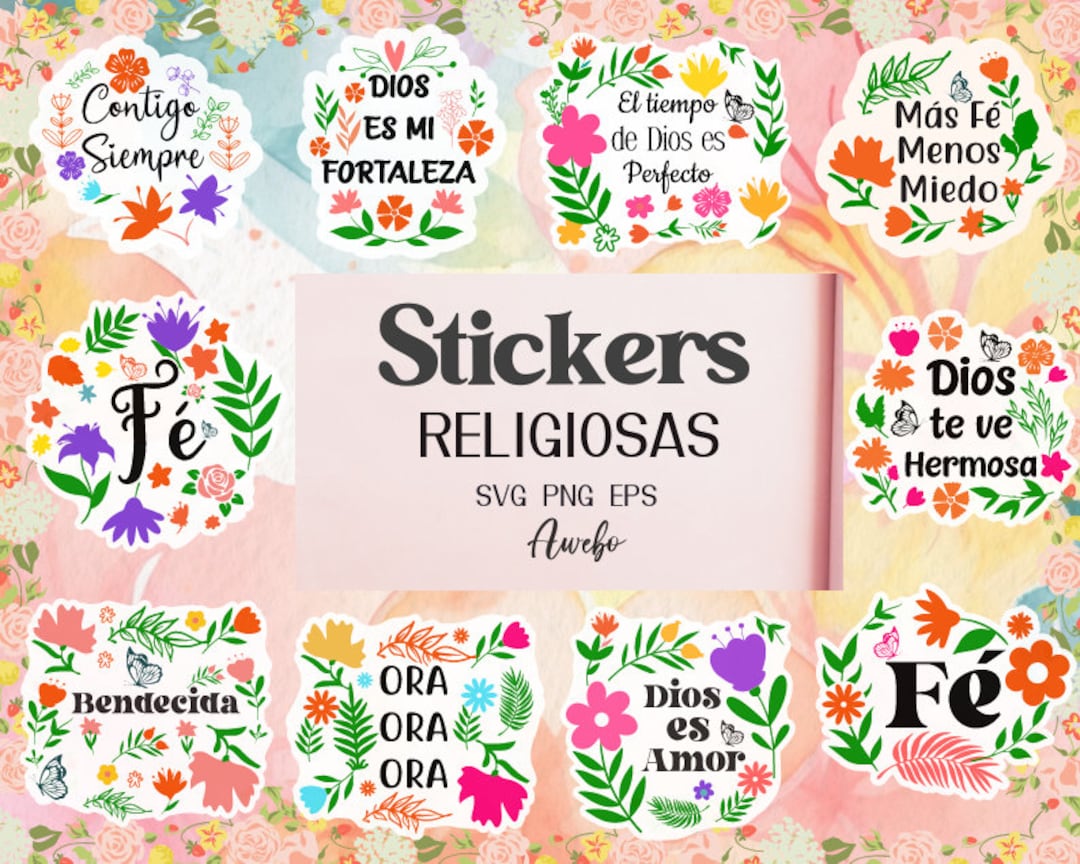 10 Frases Biblicas Religiosas Svg, Spanish Svg, Stickers Digitales Svg ...