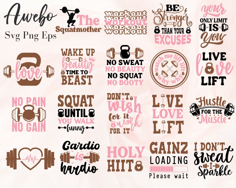 18 Workout SVG Bundle Gym Svg Bundle Motivational Svg - Etsy