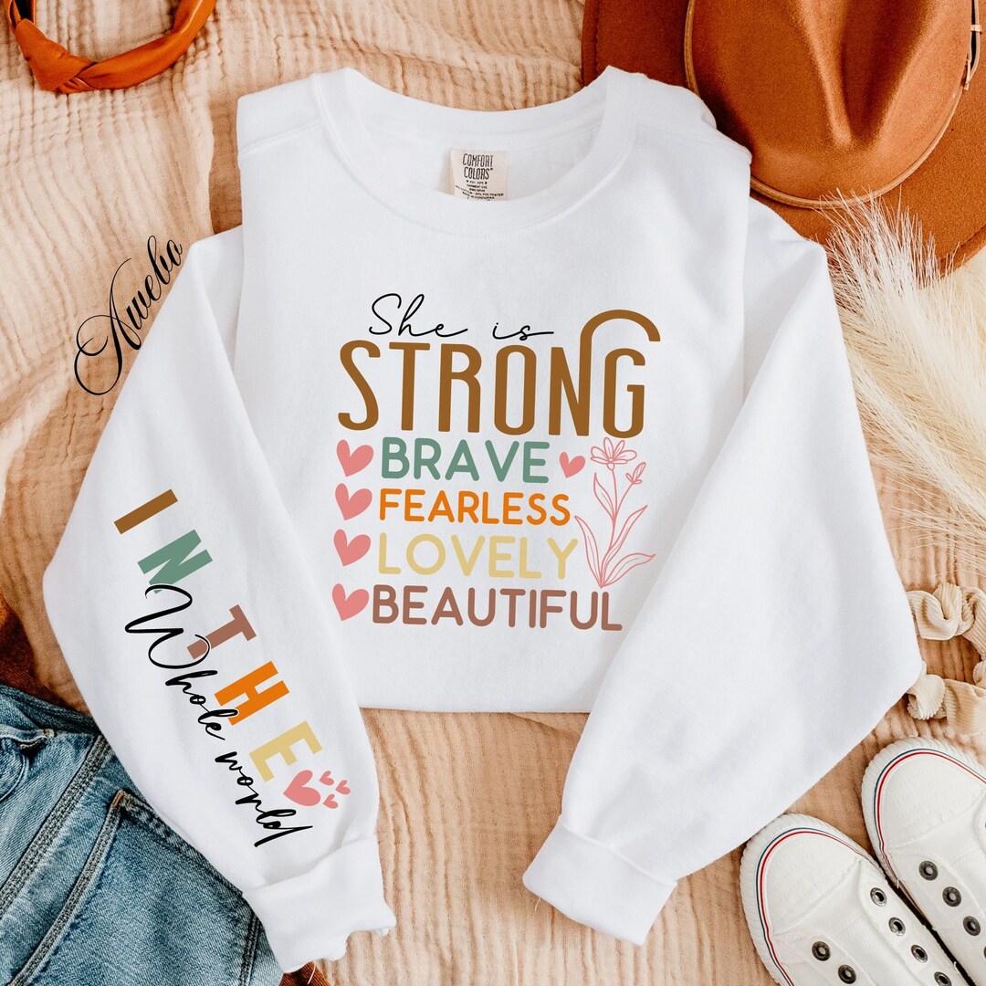 She is My Mom Strong Fearless Brave Svg, Motivational Mom Sleeve Shirt ...