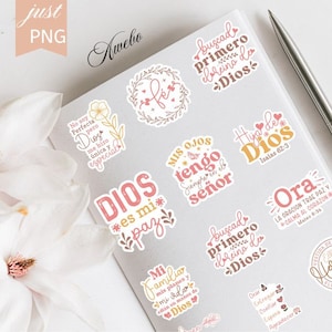 40 Stickers Cristianas SVG PNG, Spanish Bible Verse Svg, Floral Digital ...