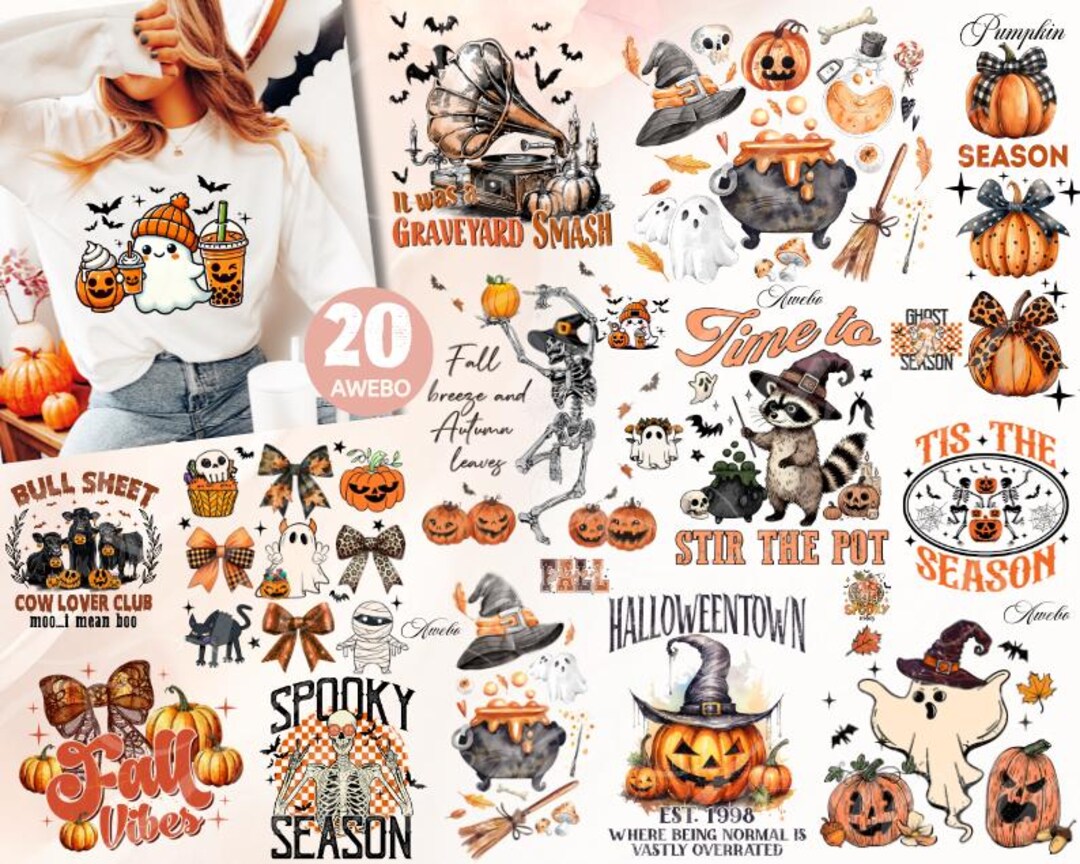 20 Halloween PNG Bundle, Spooky Season Png, Boho Halloween Png ...