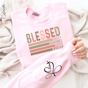 Retro Blessed Redeemed Quotes Png Eps, Elegant Boho Christian Quote Png ...