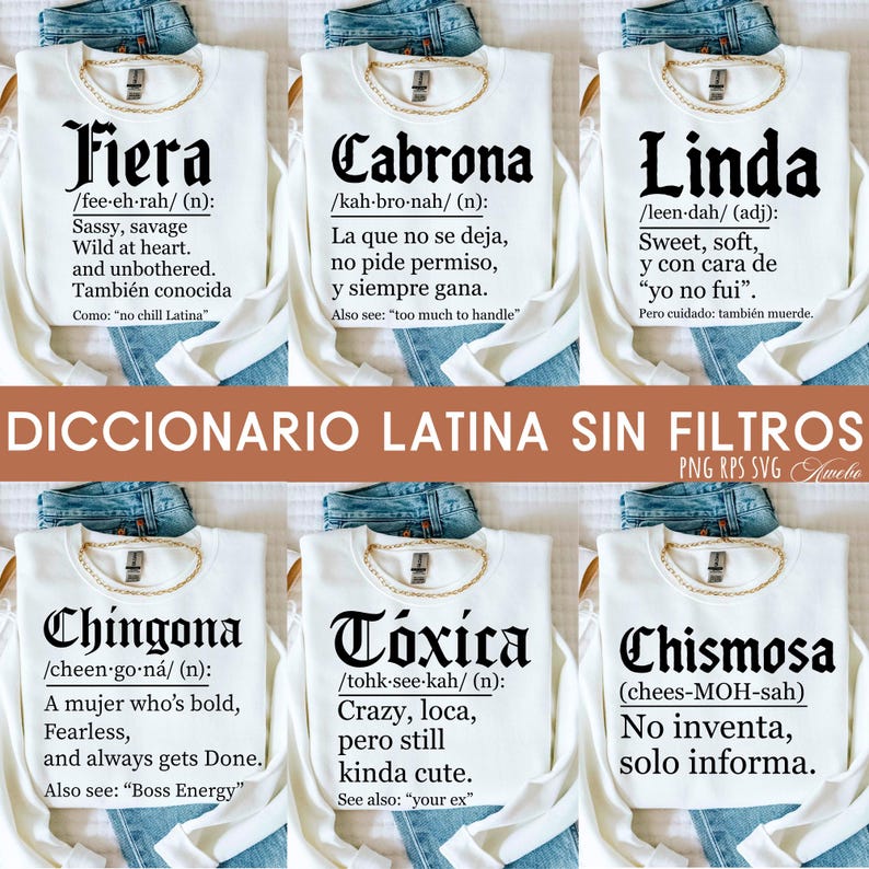 Diccionario Para Latina Sin Filtros Svg Png Bundle, Chingona Svg ...