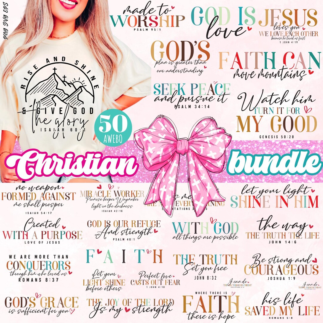 50 Boho Christian SVG PNG Bundle, Elegant Religious Svg, Bible Verse ...