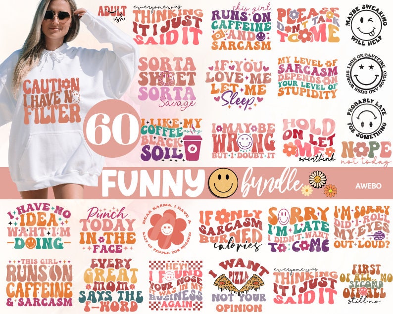 60 Sarcasm Svg Bundle, Funny Quotes Bundle Svg, Sarcastic Svg Bundle ...