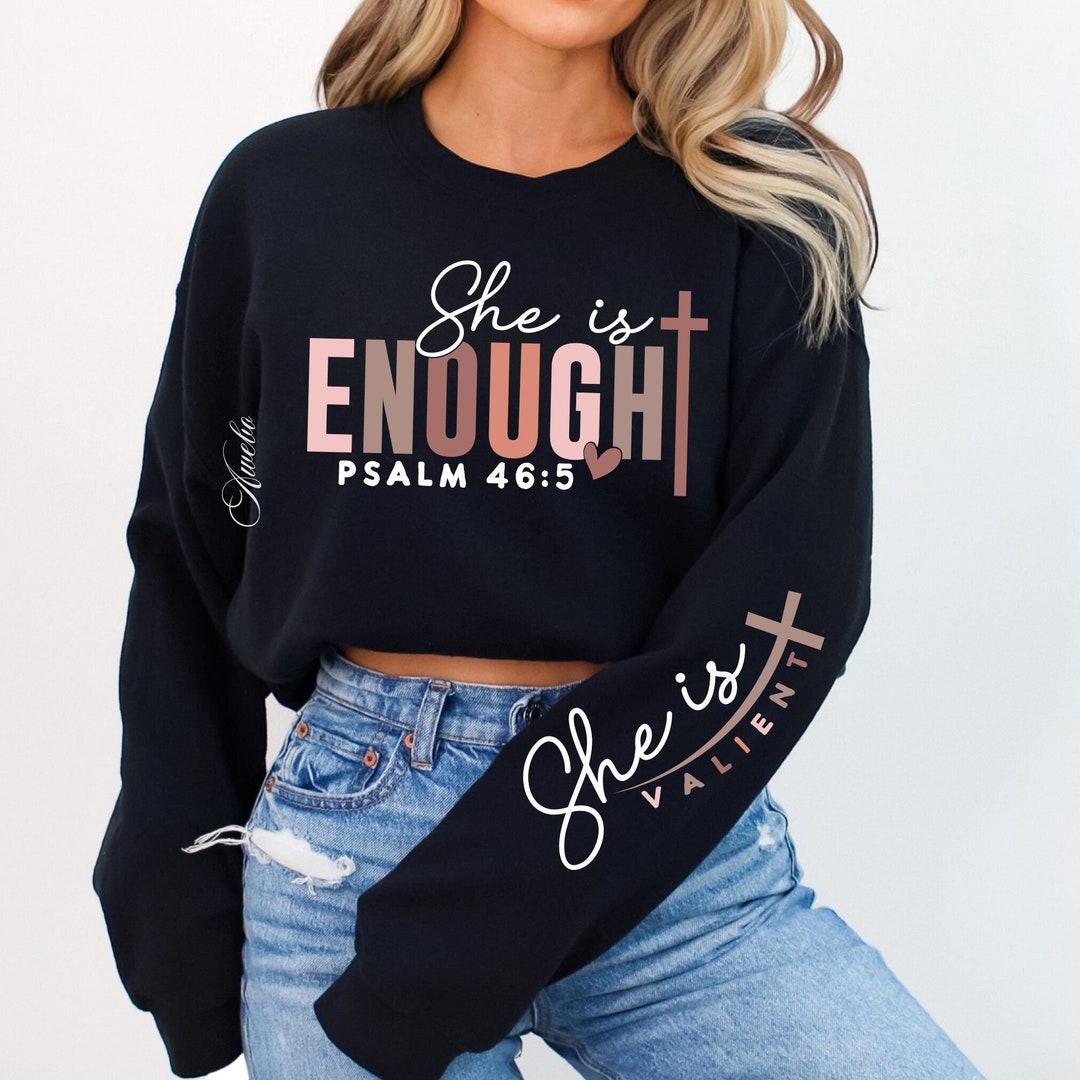Boho Christian Svg, She is Enough SVG PNG, Front and Sleeve Design Svg ...