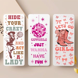 Boho Cowgirl Bookmarks Svg Png Bundle, Printable Coquette Boots, Cute ...