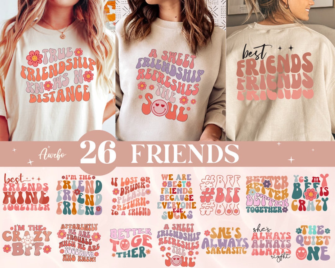 Retro Friendship Svg Png Bundle, Groovy Friends Svg, Best Friends Svg ...