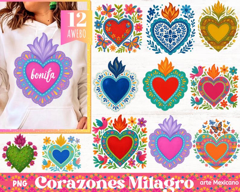 Mexican Sacred Heart PNG Clipart: Folk Art Floral Design (digital ...