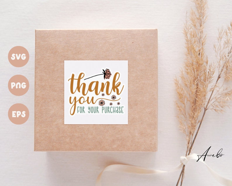 30 Boho Thank You Stickers SVG PNG Bundle | Printable Stickers for ...