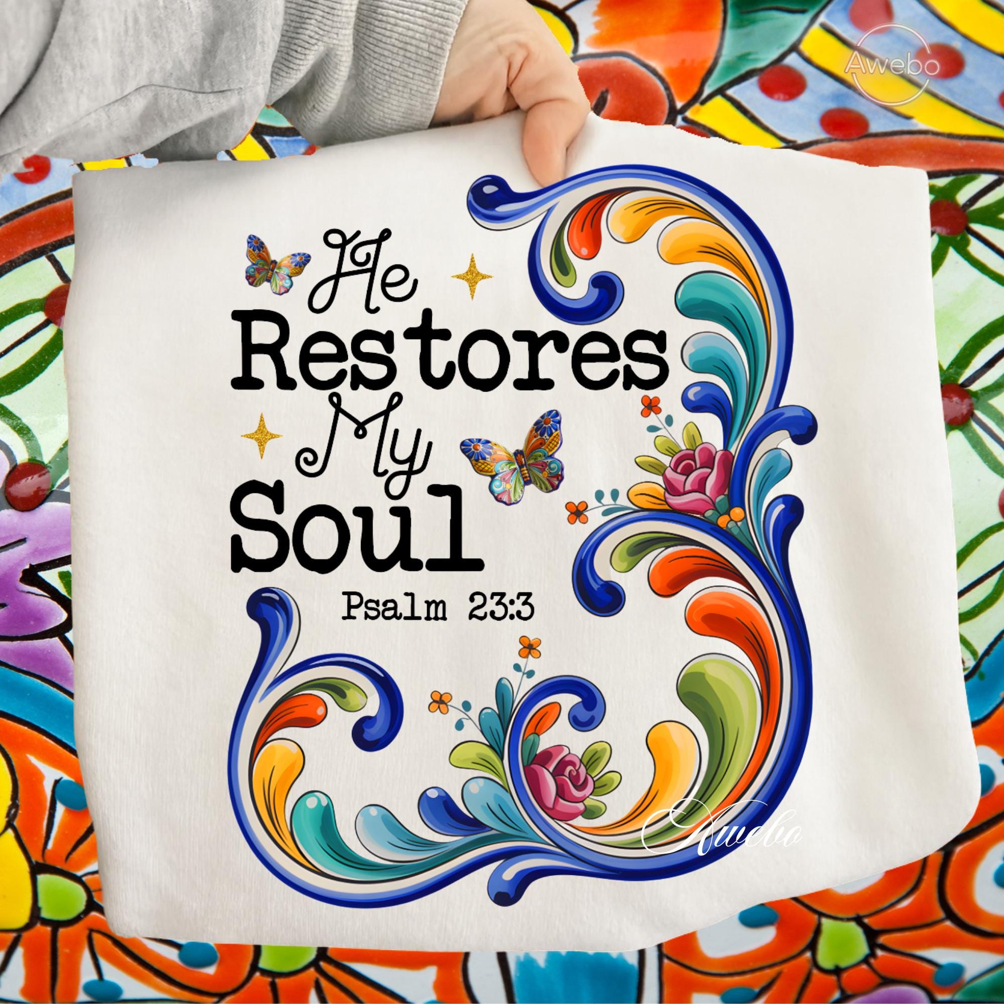Colorful Christian Png, He Restores My Soul Png, Bible Verse Svg ...