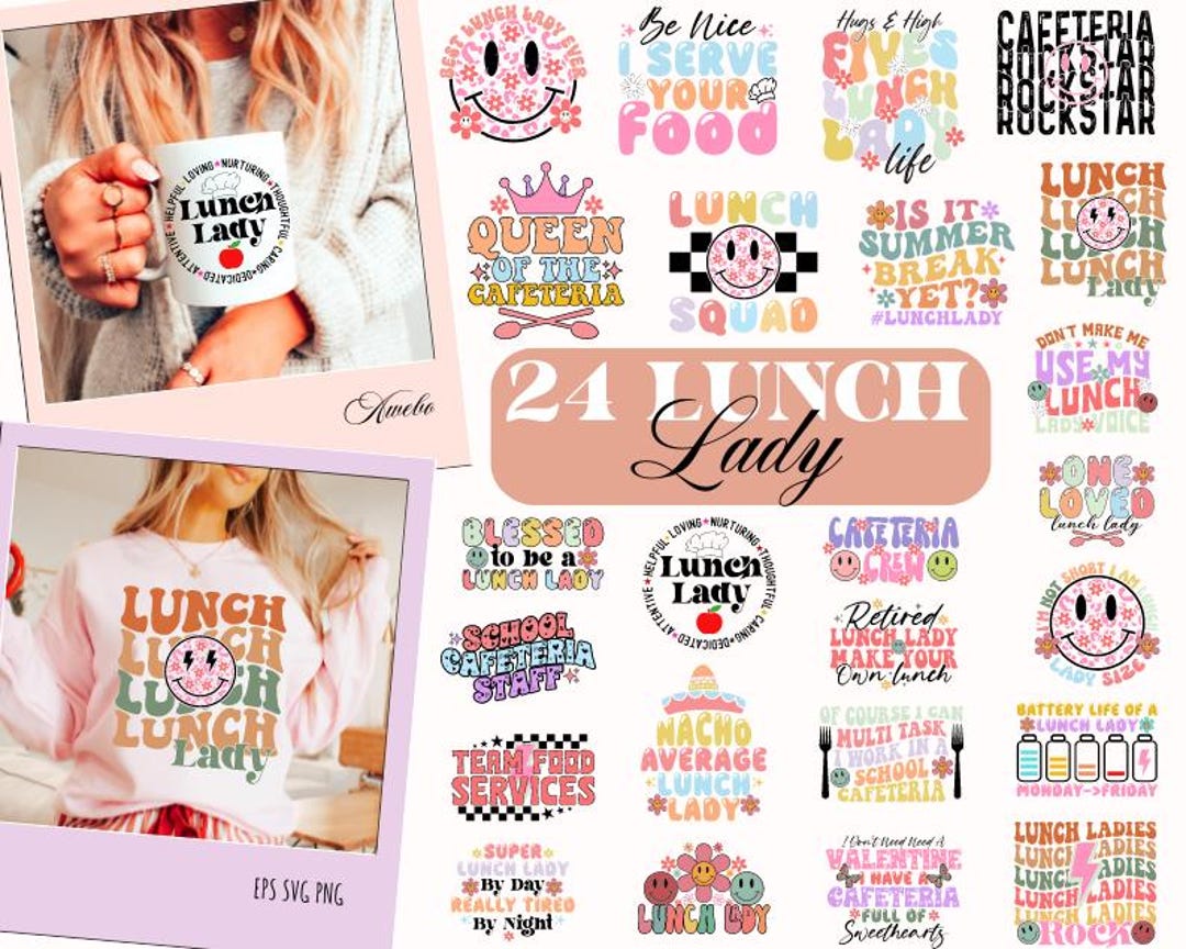 Retro Lunch Lady Svg Bundle, School Cafeteria Worker Svg, Lunch Squad ...