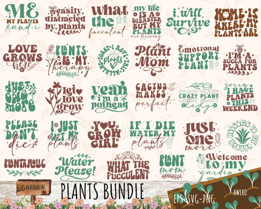 Plant Lover SVG Bundle, Plant Svg, Plant Quotes Svg, Garden Retro ...