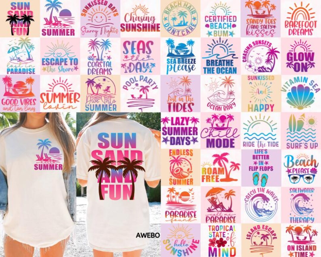 21 Retro Summer Svg Png Bundle, Trendy Summer Svg, Front and Back Svg ...