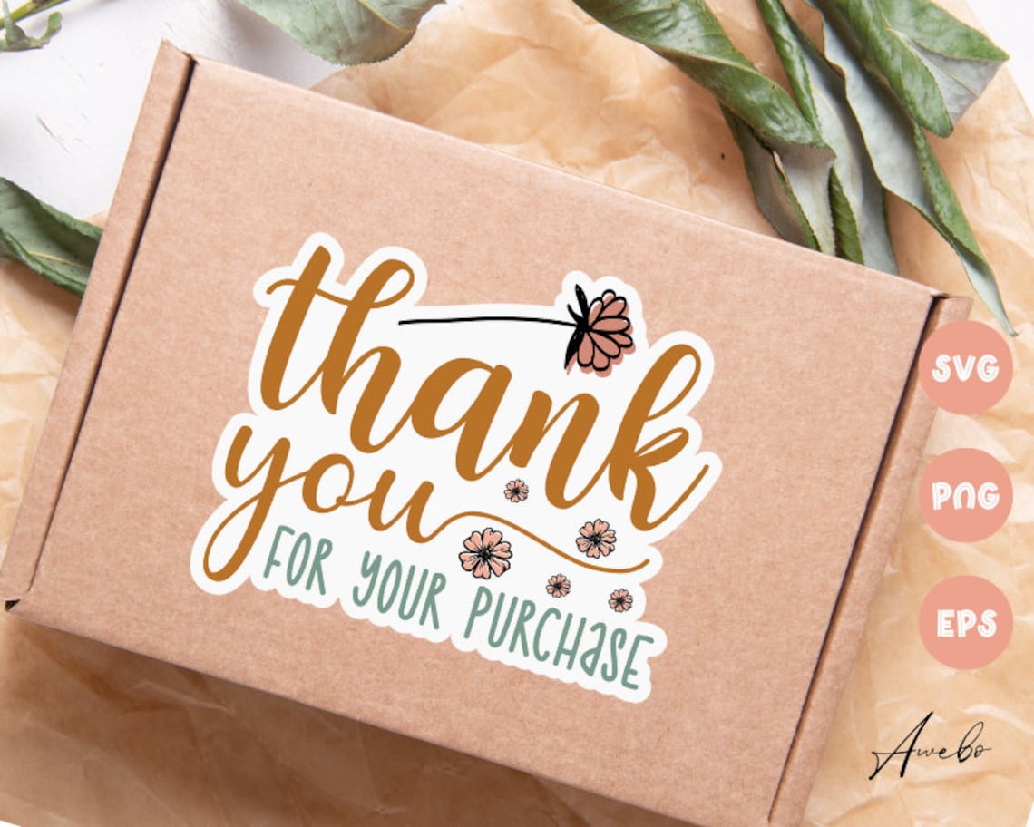 Boho Thank You for Your Purchase Sticker SVG PNG Boho SVG - Etsy