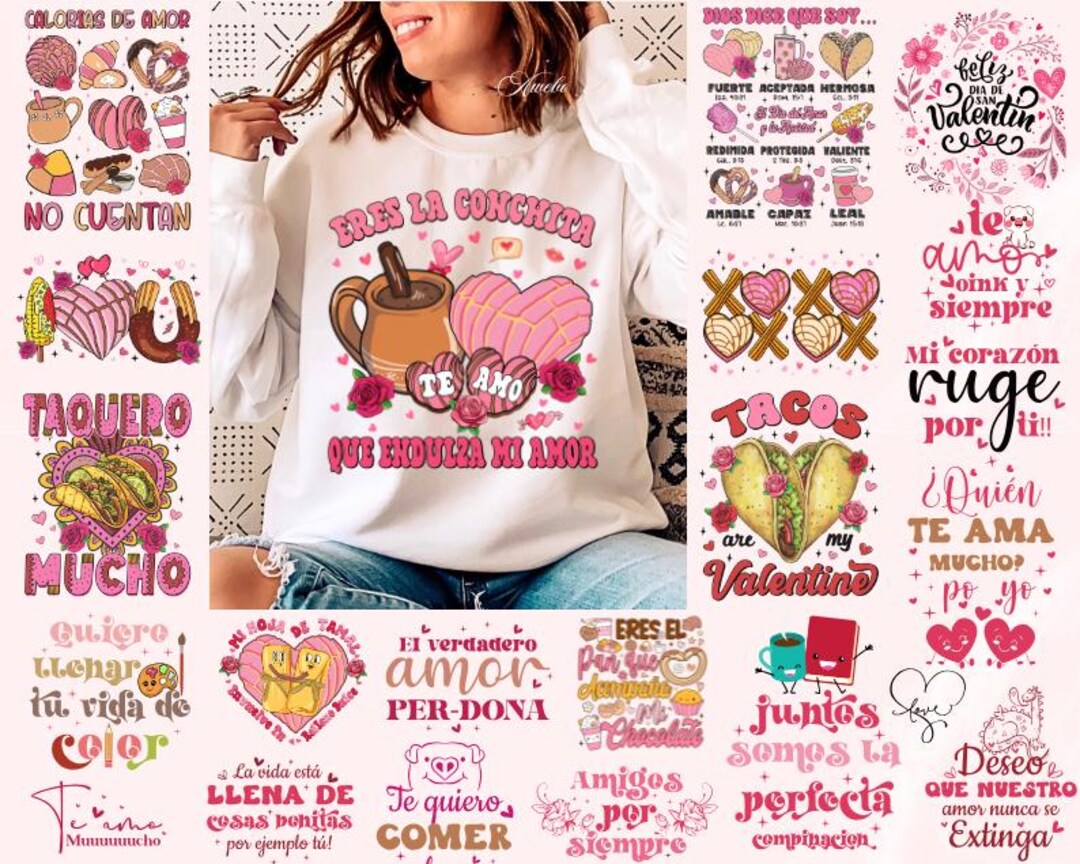 Mexican Valentine Svg Png Bundle, Latina Valentine Png, Pan Dulce Png ...