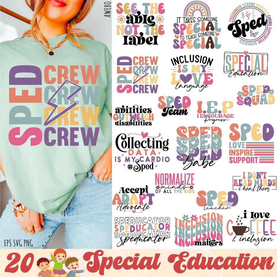 20 Retro Sped Teacher Svg Bundle, Special Education Svg, Sped Shirt Svg ...