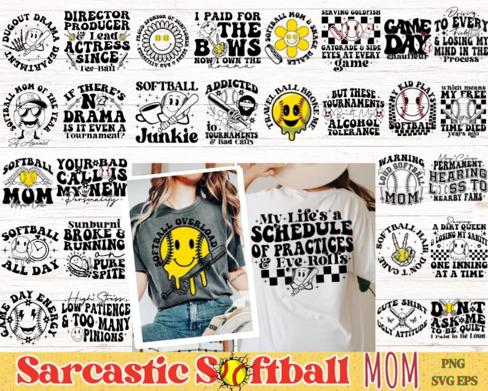 Retro Sarcastic Softball Mom SVG PNG Bundle, Proud Softball Mom Svg ...
