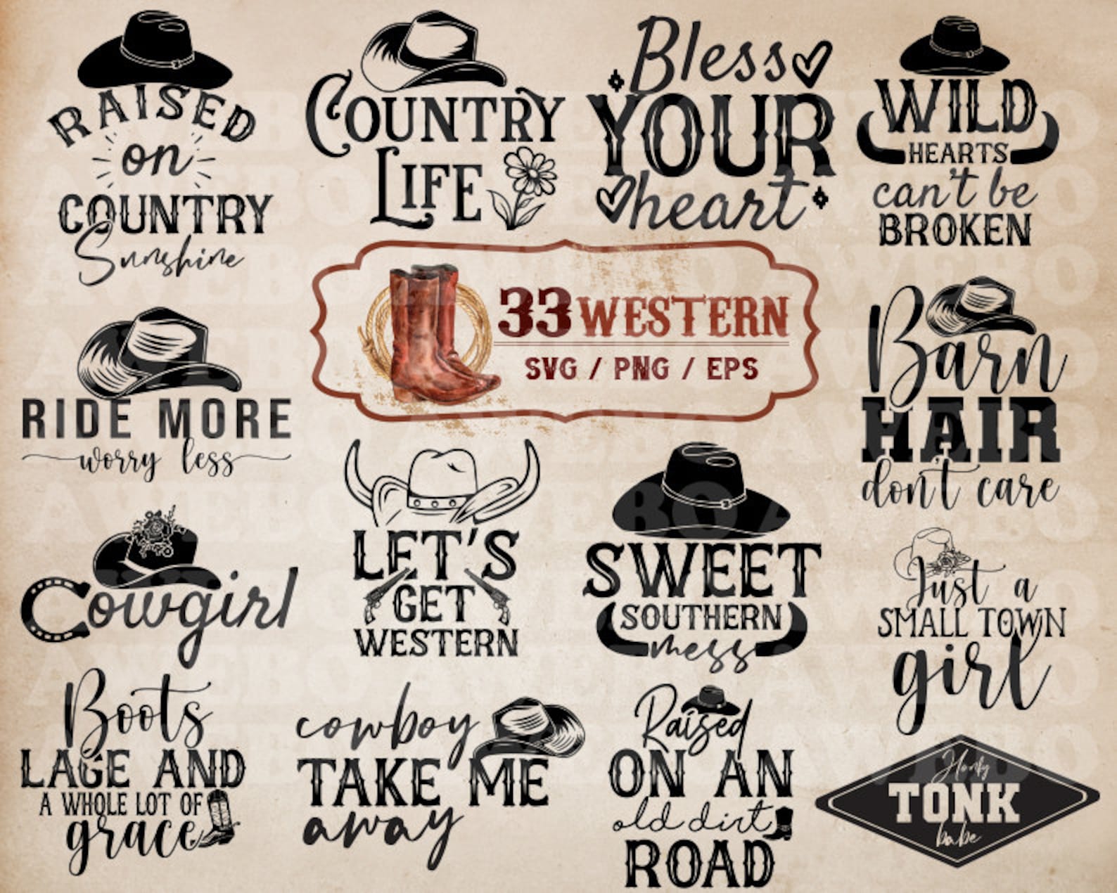 Western Svg Png Bundle Country Svg Cowboy Hat Svg - Etsy Canada