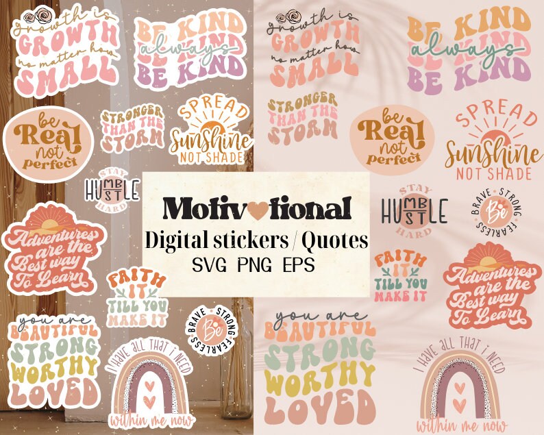 Boho Inspirational Quotes Svg Png Bundle Printable Stickers - Etsy