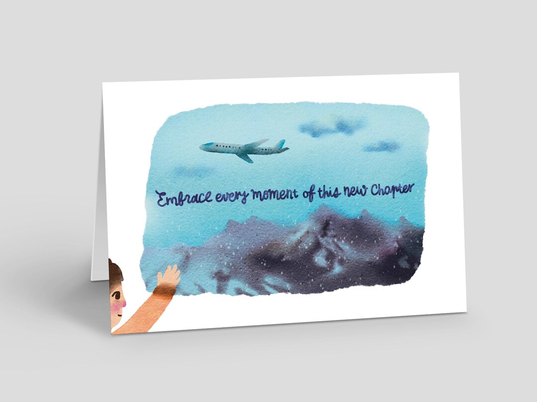 Watercolor Farewell Card: New Adventures, Airplane Design (digital ...