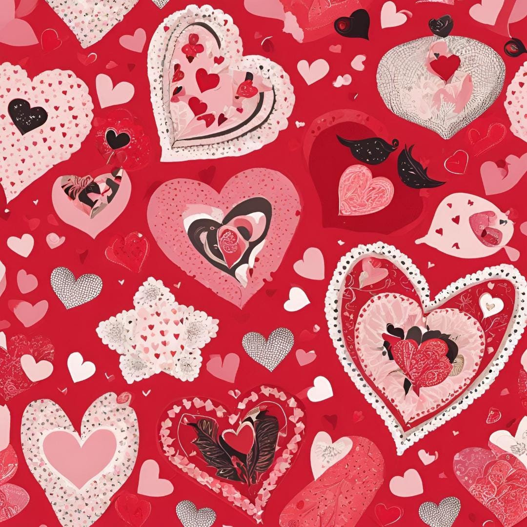 Digital Paper, 5 Valentine Printable Background, Hearts Printable Paper ...