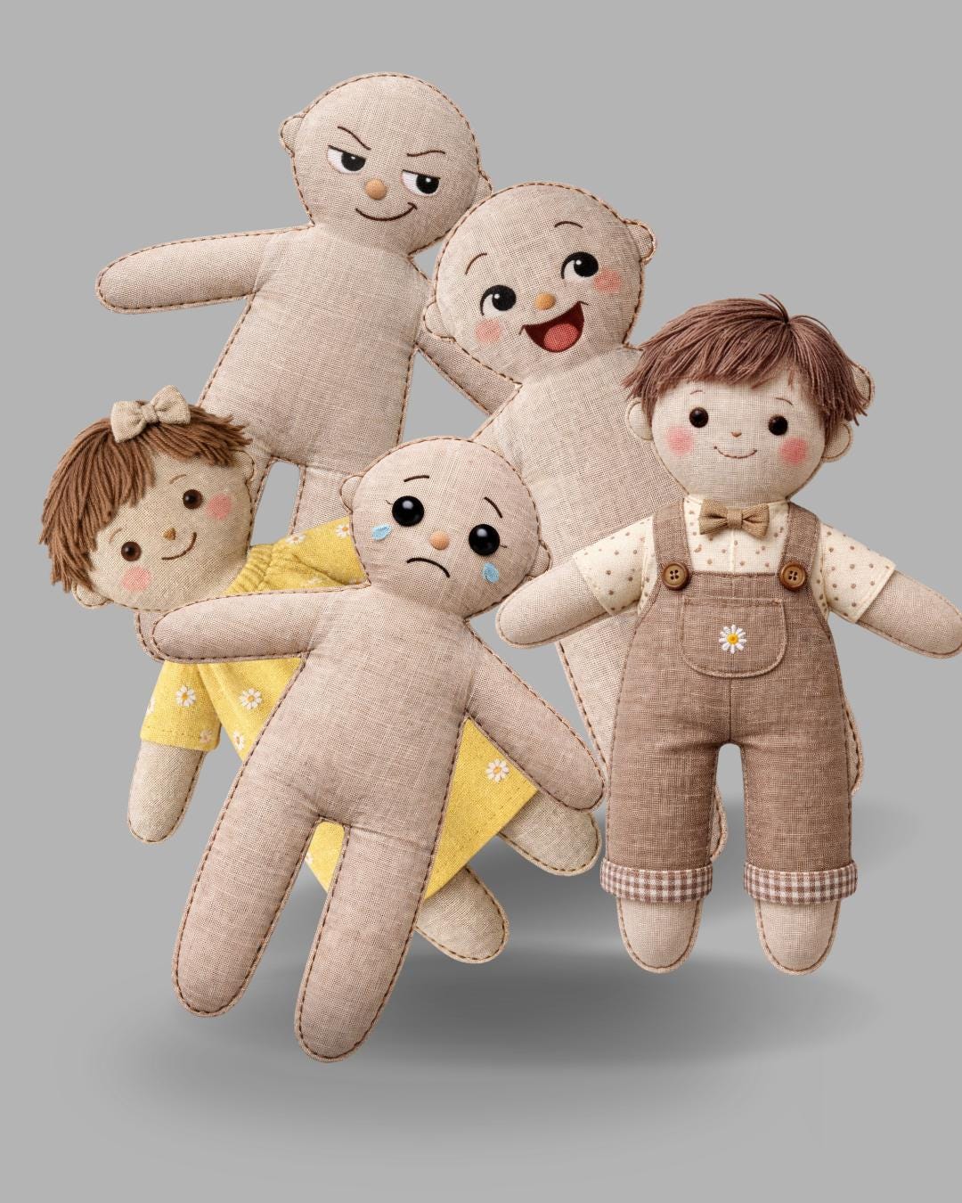 Linen Rag Doll Sewing Pattern, Soft Toy Template Tutorial (PDF Download ...