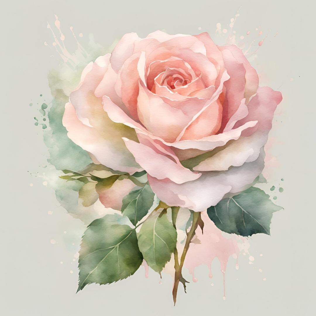 Pink Rose Clipart Set Floral Digital Art, Watercolor Flower Pngs for ...