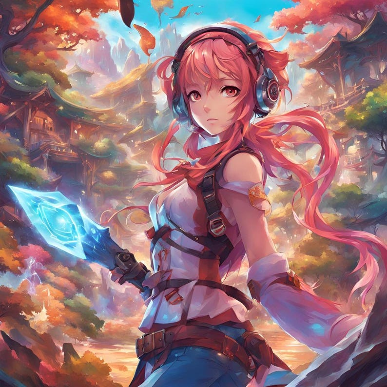 Fantasy Heroine With Magical Powers, Digital Art Download, Anime Style ...