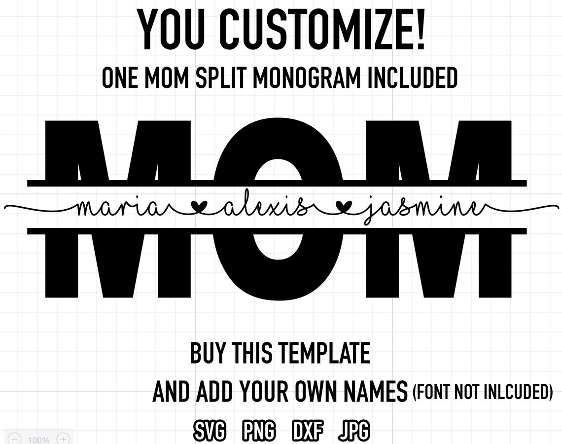 Mom Svg Mom Monogram Svg Mom Split Monogram Svg Etsy