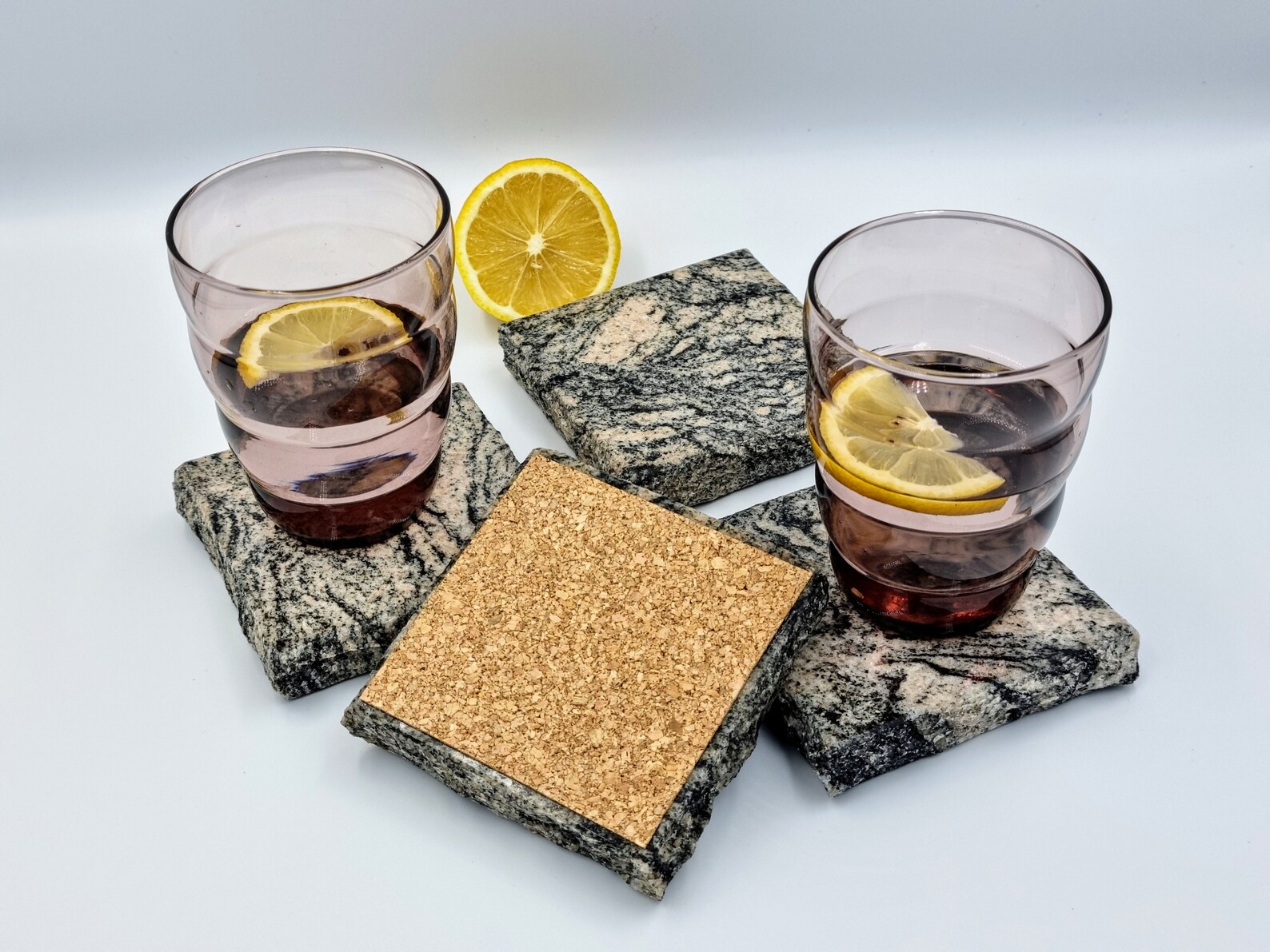 Granite Coaster Set, Natural, Granite, Stone, Coasters, Gray, Pink ...