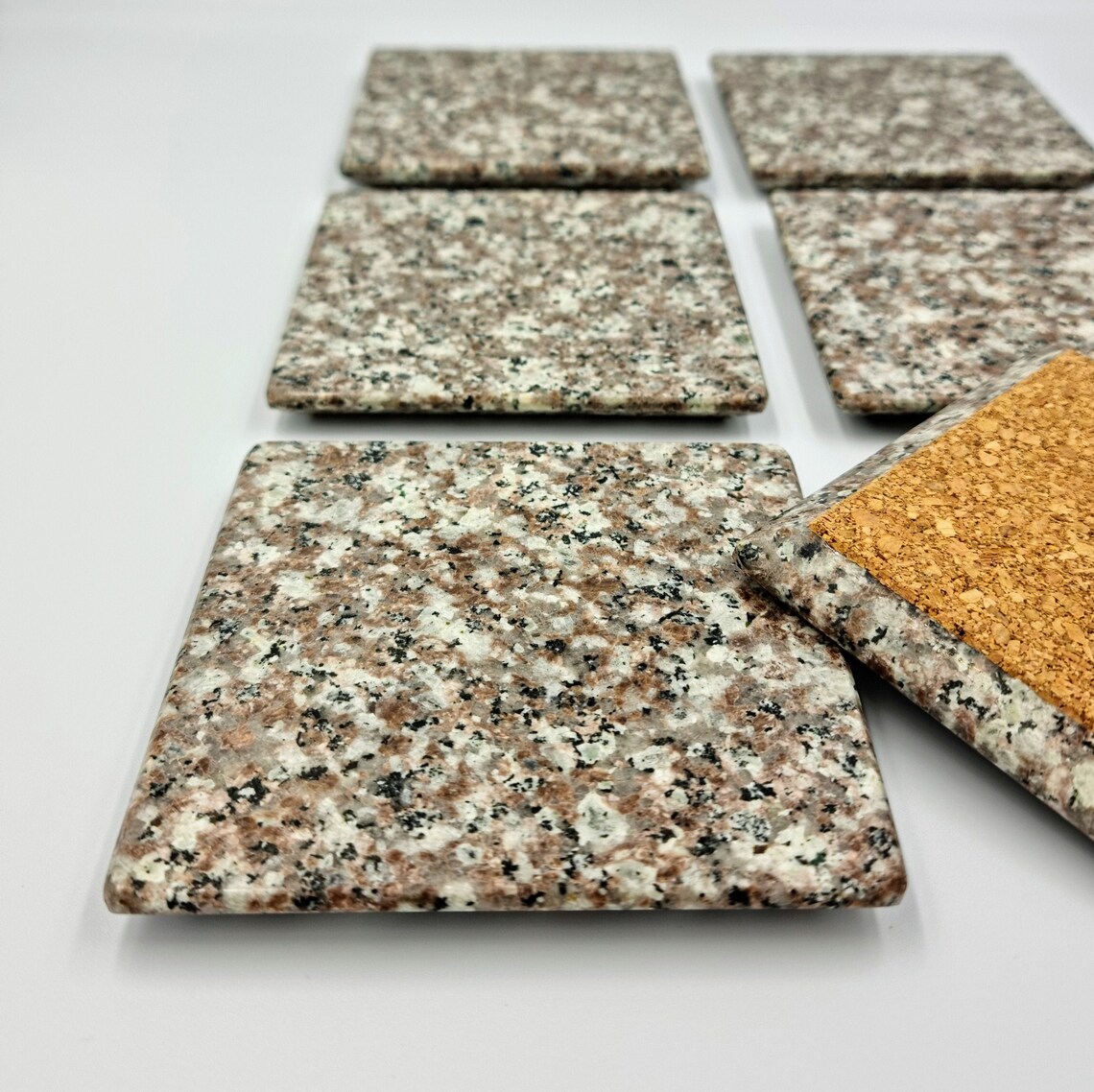 Granite Coasters, Natural, Granite, Stone, Coasters, Gray, Gift Idea ...