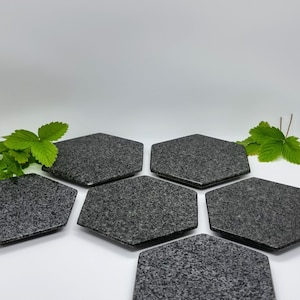 Hexagon Coasters, Natural Granite, Stone, Gift Idea. Table Coasters ...