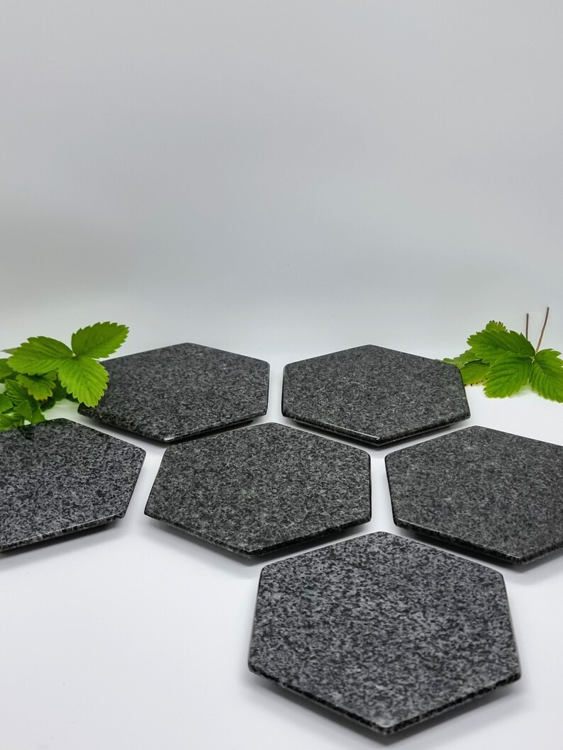 Hexagon Coasters, Natural Granite, Stone, Gift Idea. Table Coasters ...