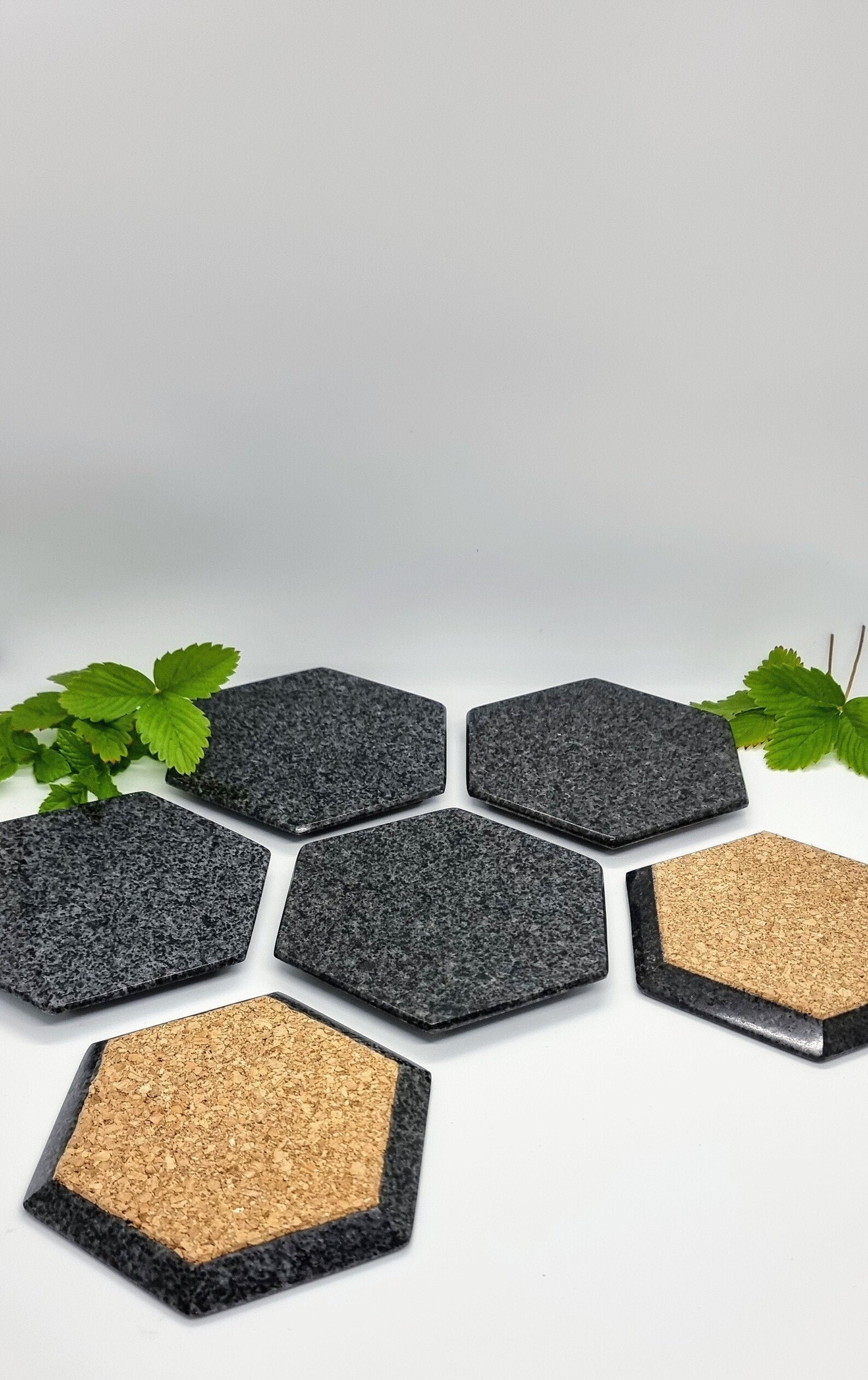 Hexagon Coasters, Natural Granite, Stone, Gift Idea. Table Coasters ...