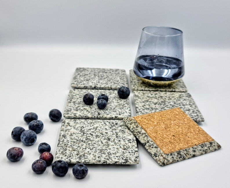 Granite Coasters, Natural, Granite, Stone, Coasters, Gray, Gift Idea ...