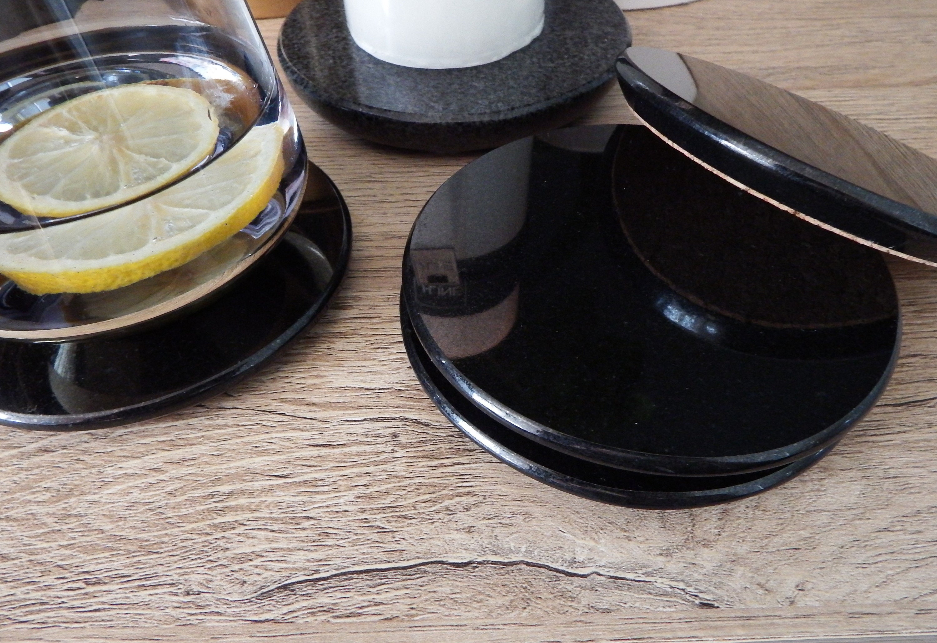 Stone Coasters set Gift Idea Premium Product Black Granite | Etsy