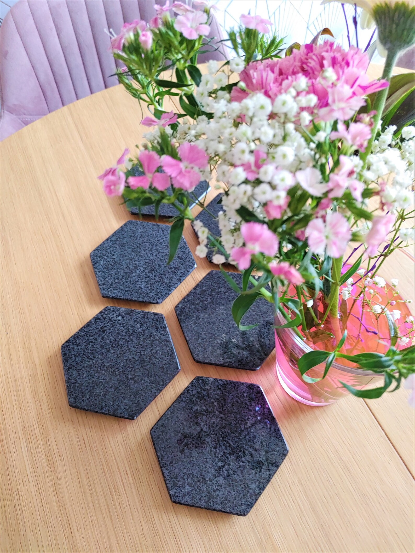 Hexagon Coasters Natural Granite Stone Gift Idea | Etsy